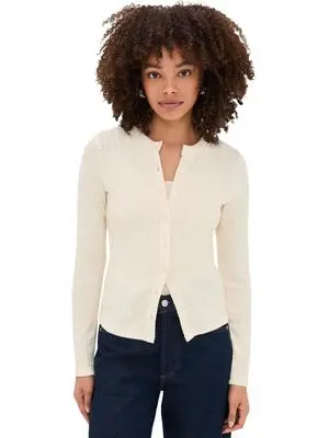 Veronica Beard Lira Pointelle Knit Cardigan - Ecru
