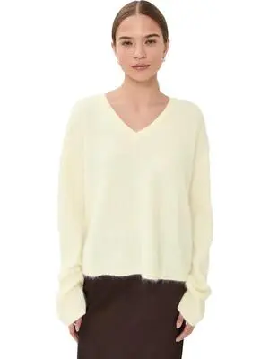 LISA YANG Margareta Cashmere Sweater - Cream Brushed