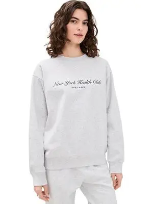 SPORTY & RICH New York Health Club Crew Neck Sweatshirt - Heather Gray