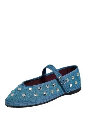 FLABELUS Mae Embellished Flats - Denim