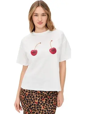 NEVER FULLY DRESSED Cherry Print T-shirt - White