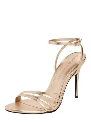 BLACK SUEDE STUDIO Ella 100mm Sandals - Gold Metallic Leather