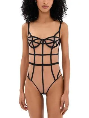 Fleur Du Mal Caged Bodysuit - Black