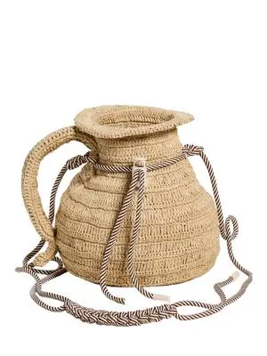 ALEMAIS Michelle Raffia Jug Crossbody Bag - Blonde