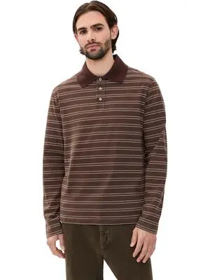 A.p.c. A. P.c. Polo Manches Longues Raye Polo Shirt - Caa Brown