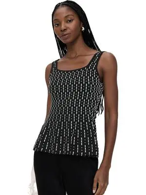 Staud Ellen Knit Top - Black Geo