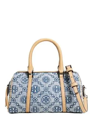 Tory Burch T Monogram Denim Mini Barrel Bag - Powder Blue