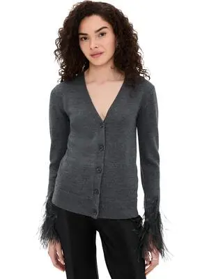 Tanya Taylor Charlotte Feather Cardigan - Dark Heather Gray
