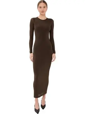 Wardrobe.NYC Sheer Midi Dress - Dark Brown