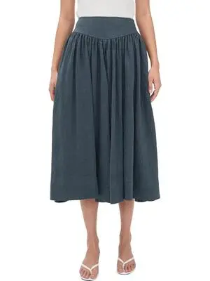 Merlette Mire Linen-blend Skirt - Midnight