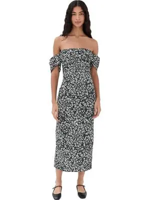 KIKA VARGAS Adele Floral-print Midi Dress - Midnight