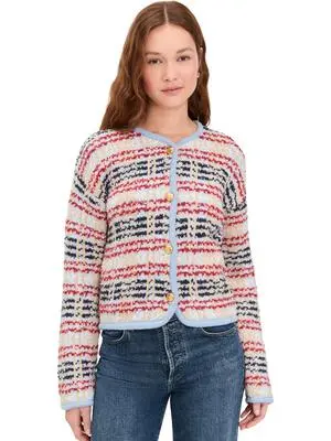 English Factory Textured Stripe Jacket - Powder Blue Multi