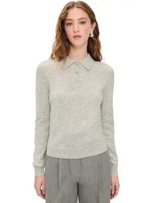 Renggli Cashmere Long Sleeve Polo - Cloudy