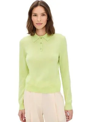Renggli Cashmere Long Sleeve Polo - Lime