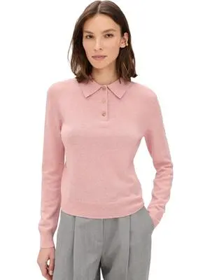 Renggli Cashmere Long Sleeve Polo - Rose Quartz