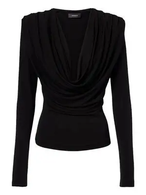 Wardrobe.NYC Evening Cowl Neck Top - Black