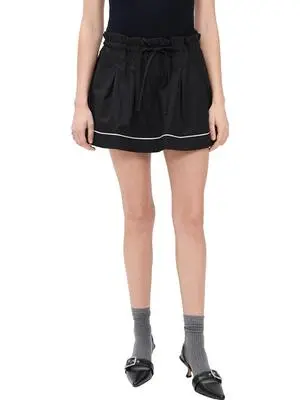 LE BOP Pleated Poplin Mini Skirt - Black/white
