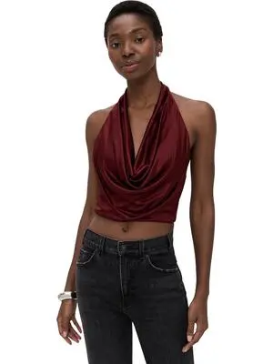 Alice + Olivia Ayanna Cowl Halter Top - Oxblood