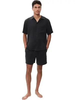 Lunya Washable Silk Button-up Short Set - Immersed Black