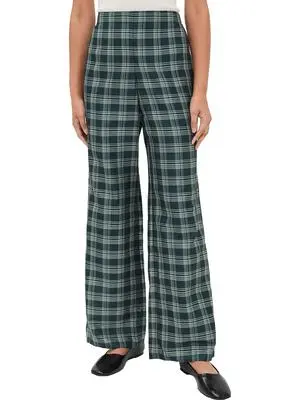 Theory Plaid Wide Leg Pants - Navy Multi
