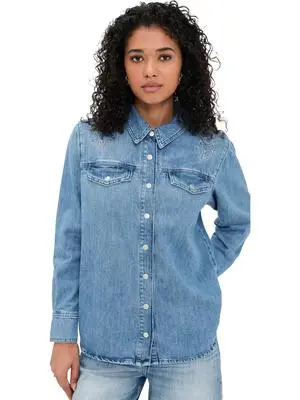 SEVENTY + MOCHI Juno Embroidered Denim Shirt
