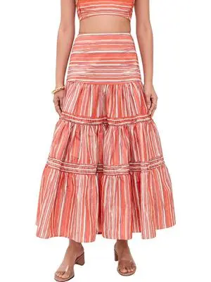 Alexis Elaina Striped Taffeta Skirt - Crimson Bark