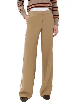 Veronica Beard Wide Leg Suiting Pants - Khaki