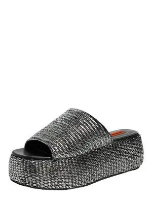 SIMONMILLER Metallic Raffia Cloudy Platform Sandals - Black/silver