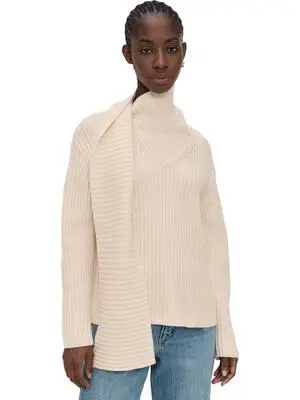 Joe's Jeans Ribbed Knit Scarf Sweater - Ecru
