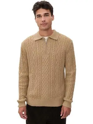 RHYTHM Mohair Quarter Zip Fisherman Knit - Incense