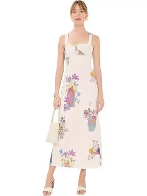 ISLA & WHITE Floral Vase Printed Maxi Dress - Solene