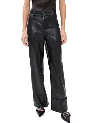 Alice + Olivia Alexander High-rise Vegan Leather Pants - Black