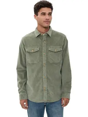 Faherty Brand Stretch Terry Corduroy Workshirt - Light Pine