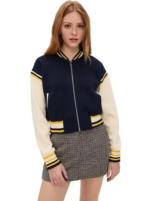 STATE & LAKE Blake Varsity Jacket - Navy/white/yellow