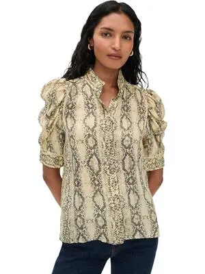 FRAME Silk Snake Gillian Top - Camel Multi