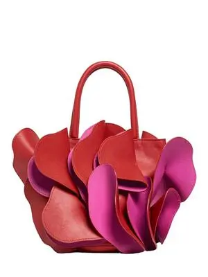 Farm Rio Floral Leather Handheld Bag - Scarlet/hot Pink L0171