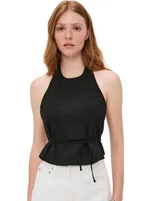 ST. AGNI Soft Jersey Halter Top - Jet Black
