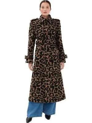 Simkhai Rumi Belted Long Coat - Leopard