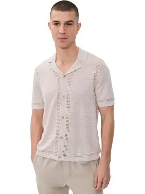 Onia Linen Knit Camp Shirt - Natural Melange