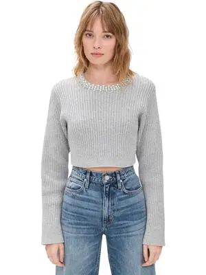 LE BOP Clara Pullover With Pearl Trim - Heather Grey