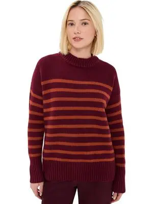 LA LIGNE Heavyweight Striped Knit Sweater - Burgundy/rust