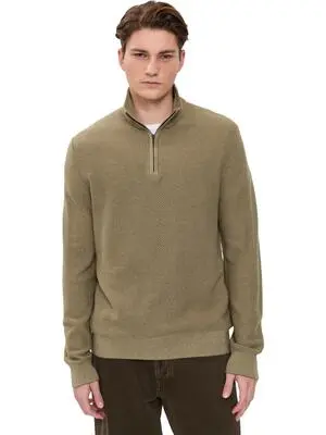 Vince Geo Jacquard Quarter Zip Sweater - Teton/river Sand
