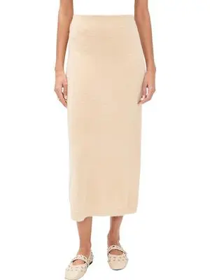 LE BOP Fuzzy Knit Midi Skirt - Oyster