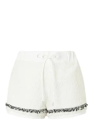Sacai Canvas-trimmed Bouclé-tweed Shorts - Off-white