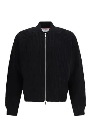 Thom Browne Chunky Wool Waffle Bomber Jacket - Black