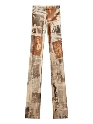 Jean Paul Gaultier Printed Mesh Trousers - White
