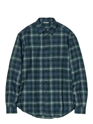 Auralee Airy Wool Check Shirt - Green