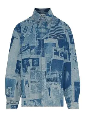JEAN PAUL GAULTIER Denim Shirt With Newspaper Print - Blue