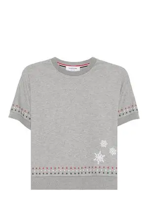 Thom Browne Snowflake Embroidery Dolman T-shirt - Grey