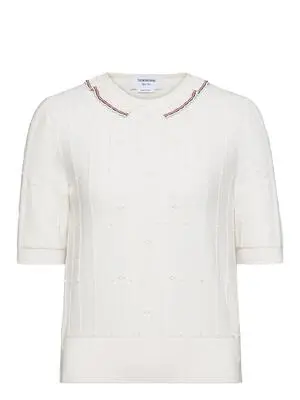 Thom Browne Wool T-shirt With Lace Trim - White